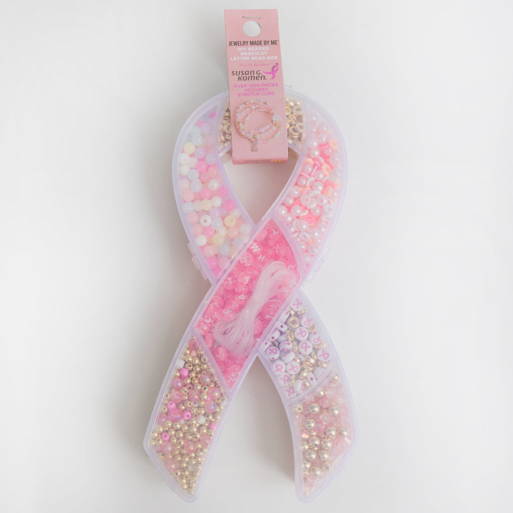 Susan G. Komen Breast Cancer Awareness Pink Ribbon & Letter Bead Box ...
