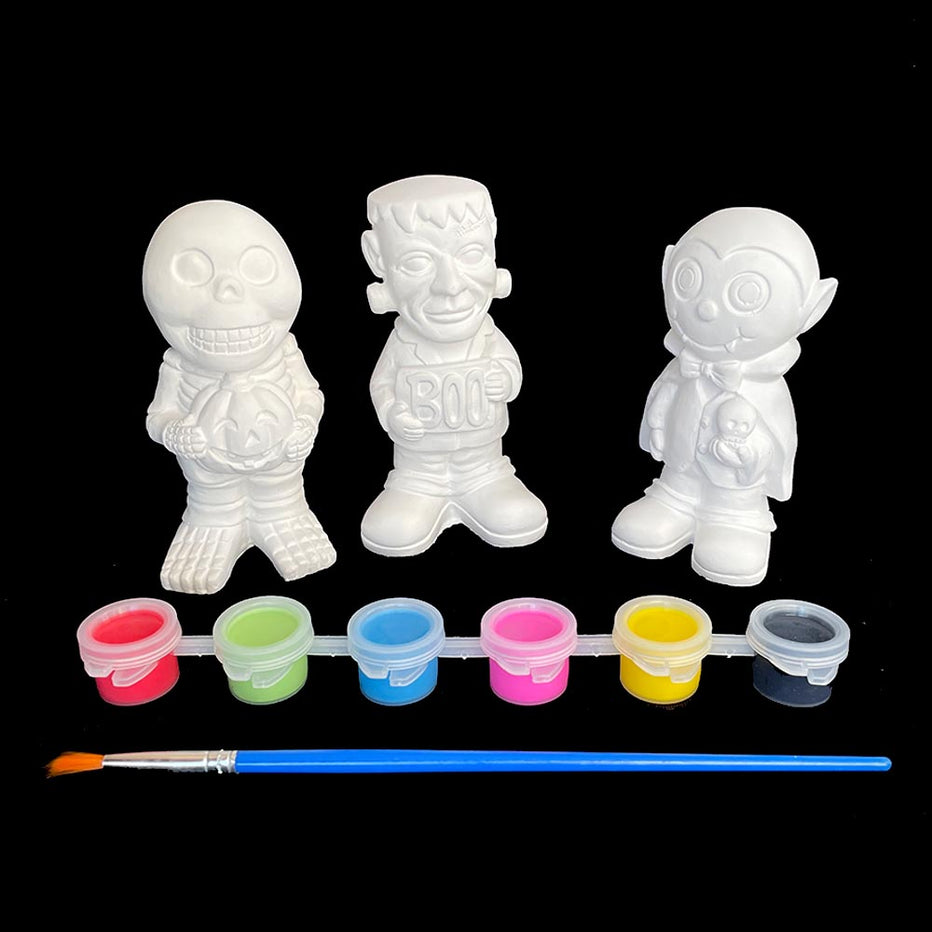 Paint-Your-Own Halloween Plaster Figurines Kit 3ct with Paints ...